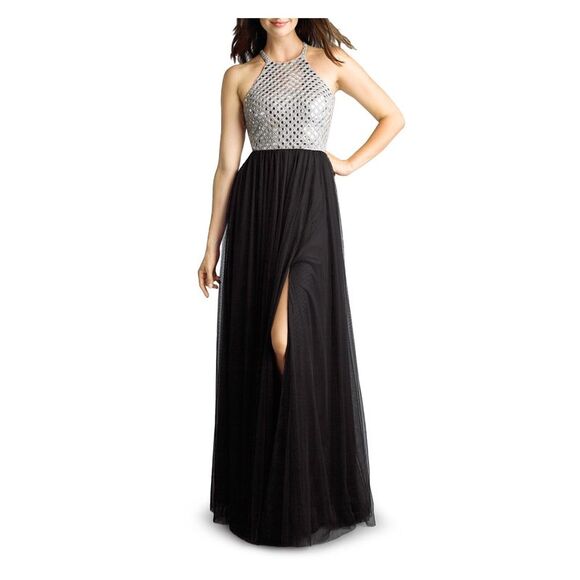 Basix | Dresses | Nwt Basix Womens Black Mirrored Sleeveless Formal Fit ...